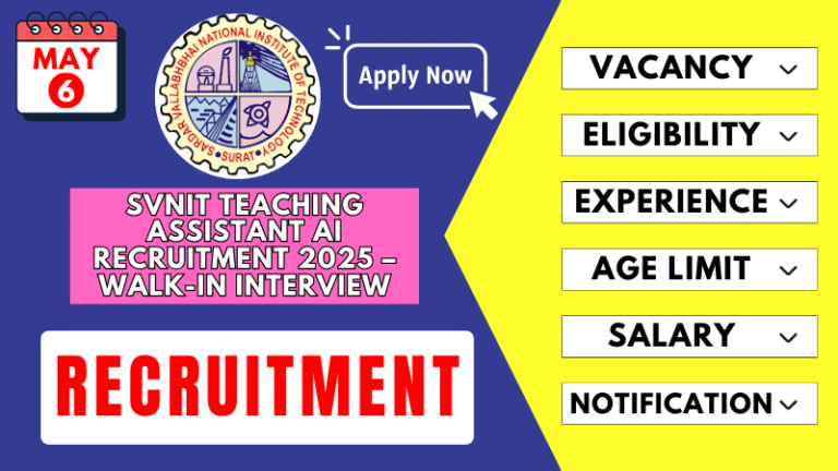 SVNIT Teaching Assistants Recruitment 2025: Walk-in Interview on May 21 ...
